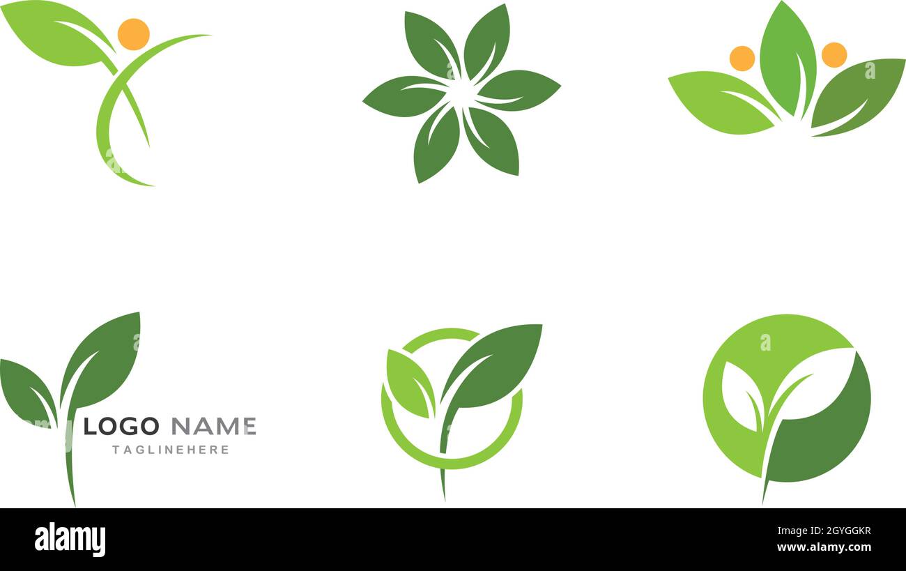 Logos of green leaf ecology nature element vector Stock Vector Image ...