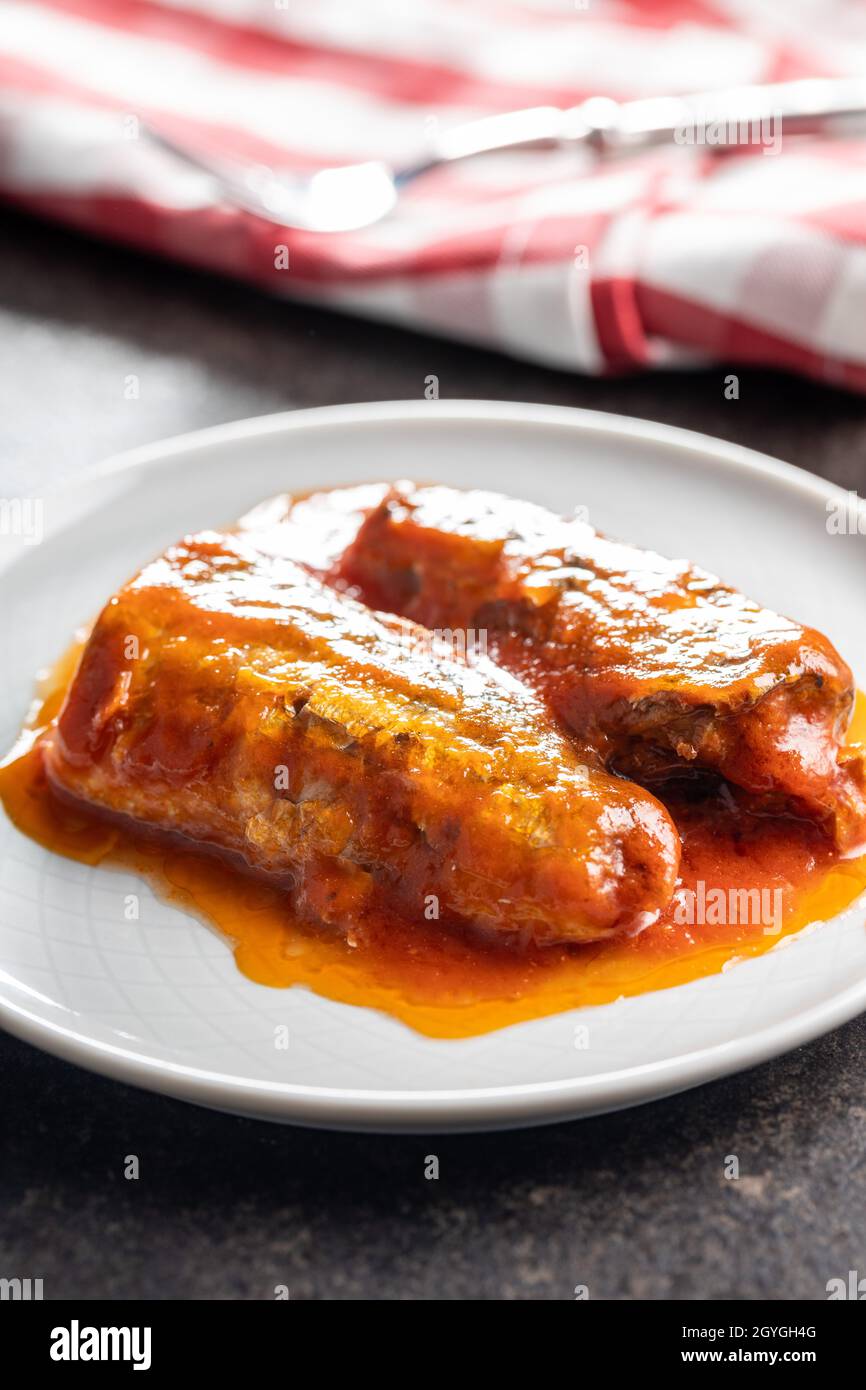 Canned fish in tomato sauce hi-res stock photography and images - Alamy