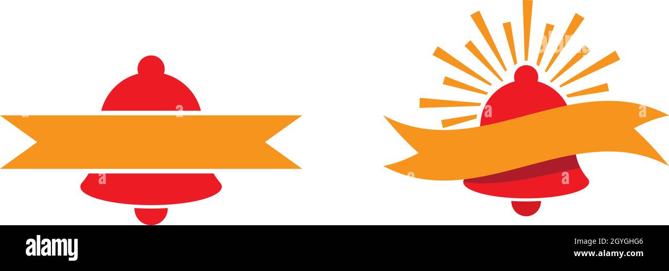 Bell with blank ribbon banner logo vector template Stock Vector Image ...