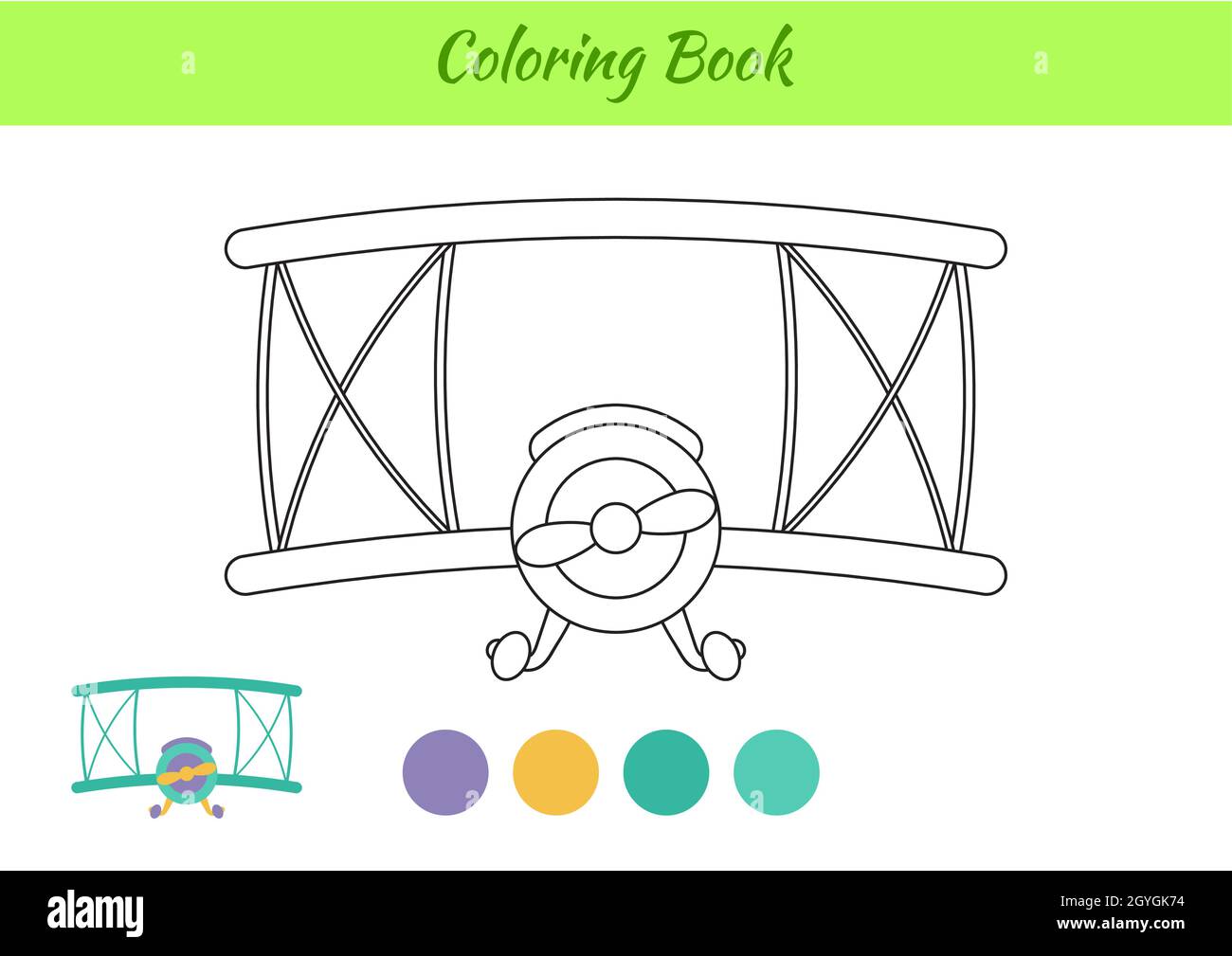 Coloring book airplane for kids. Educational activity page for ...