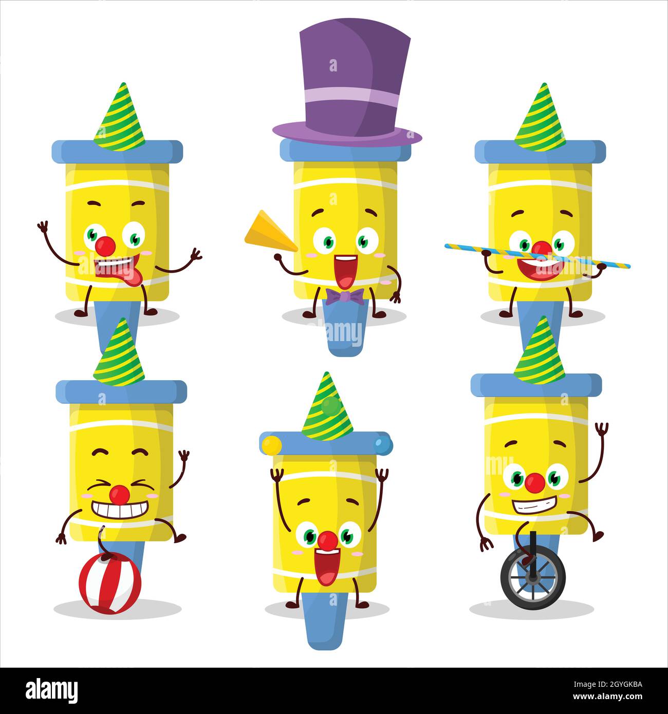 Cartoon character of fireworks shells with various circus shows. Vector ...