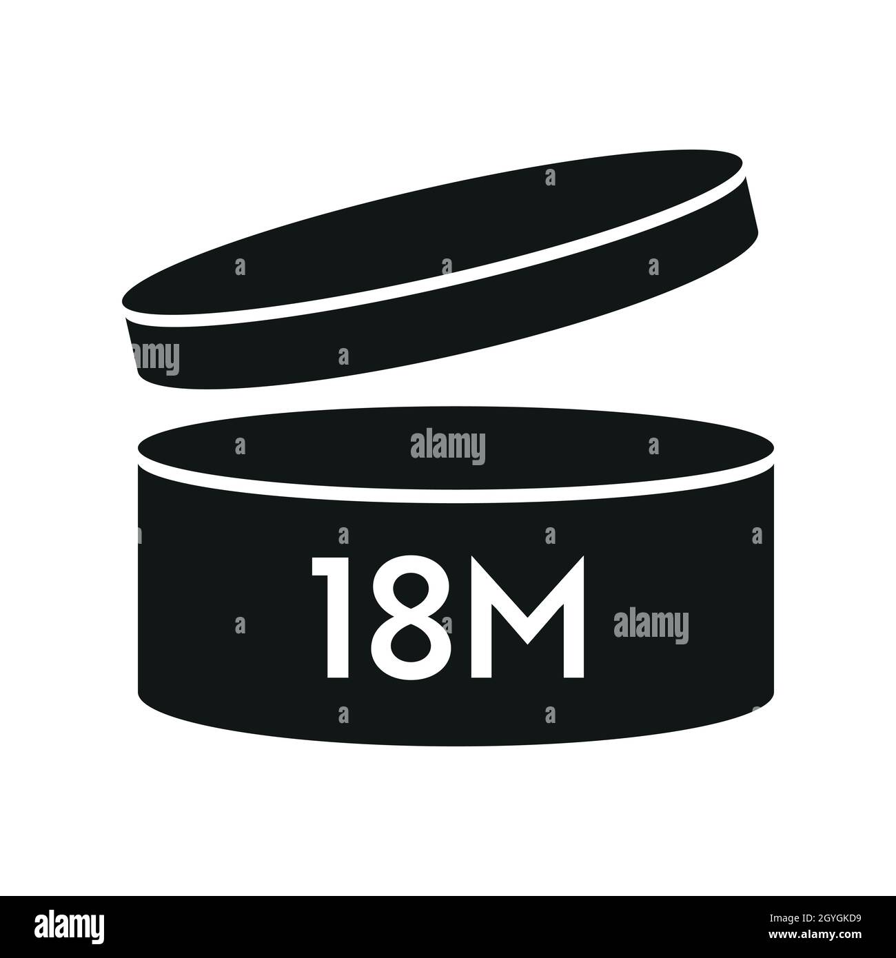 PAO vector icon 18 month. Period after opening symbols. Can with open ...