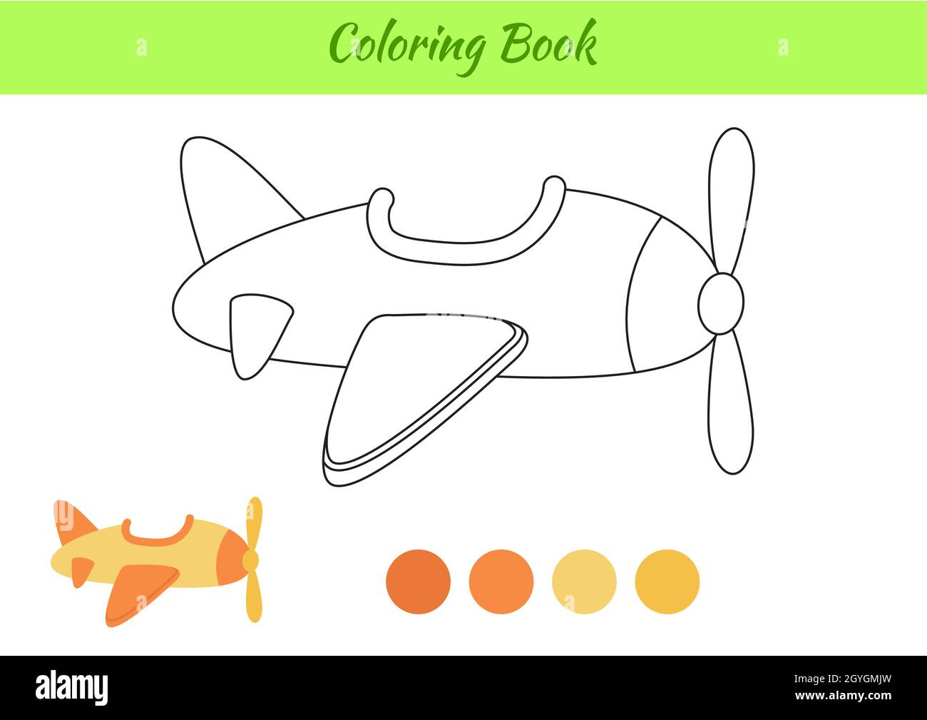 Coloring book plane for kids. Educational activity page for preschool ...
