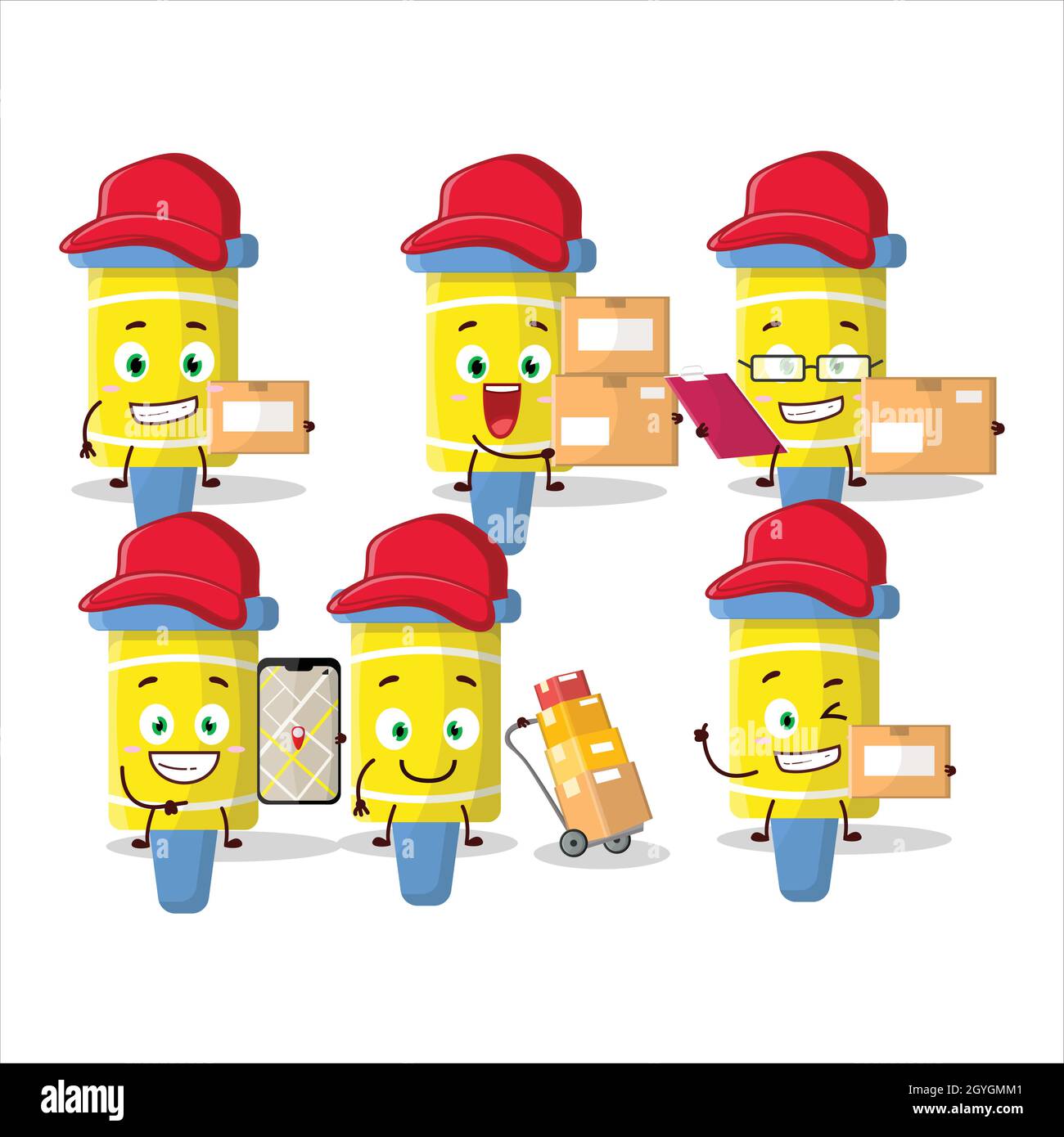 Cartoon character design of fireworks shells working as a courier ...