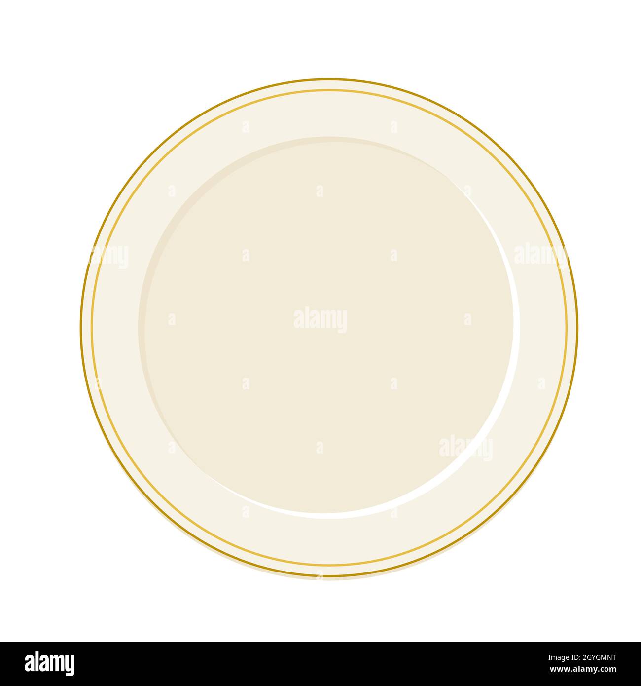Empty white vector plate in cartoon style top view. Tableware design ...