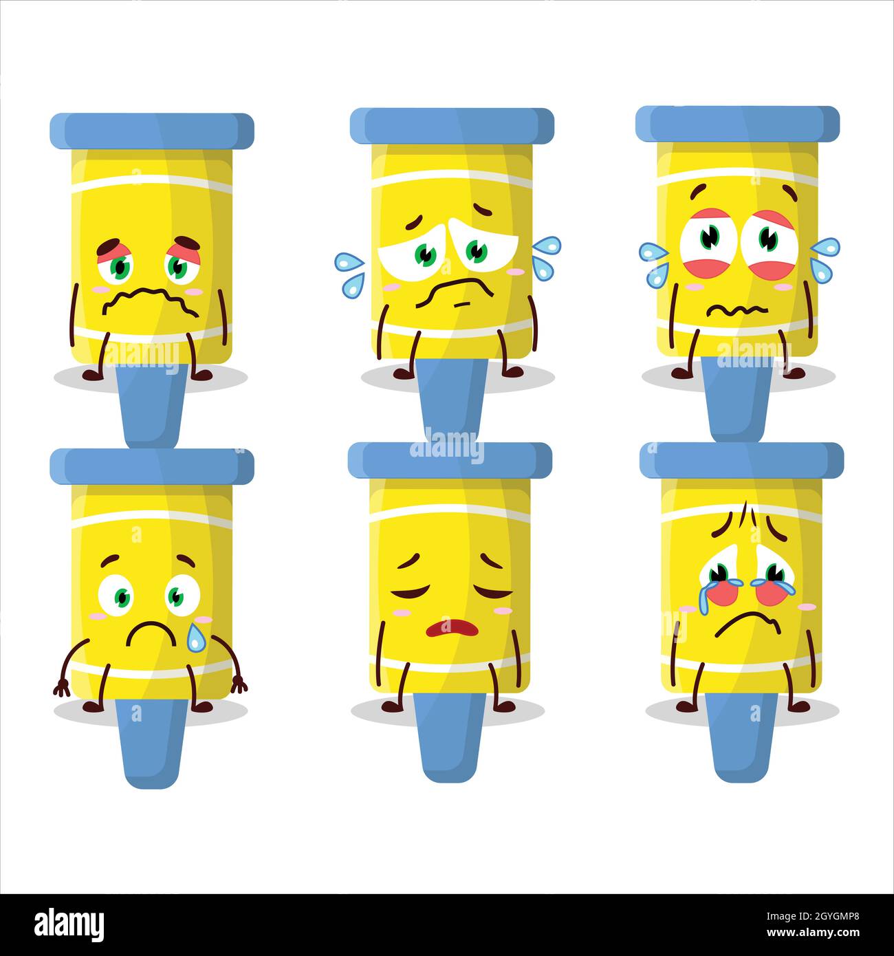 Fireworks shells cartoon character with sad expression. Vector ...