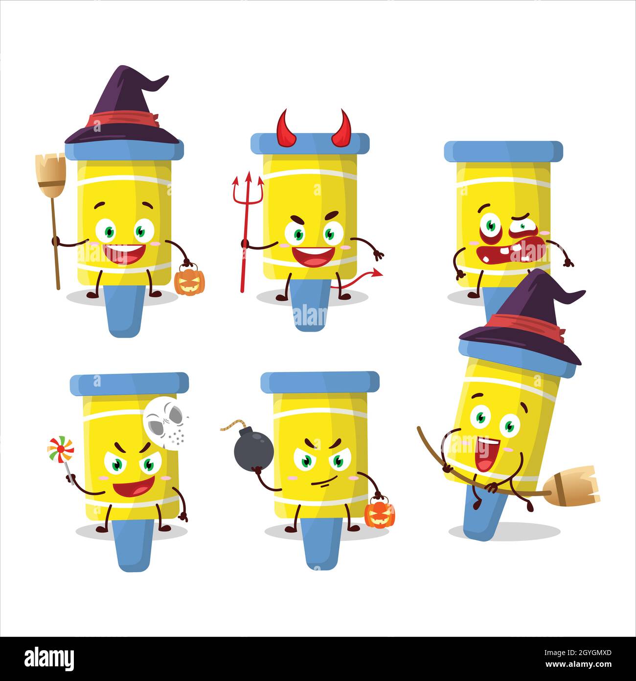 Halloween expression emoticons with cartoon character of fireworks ...