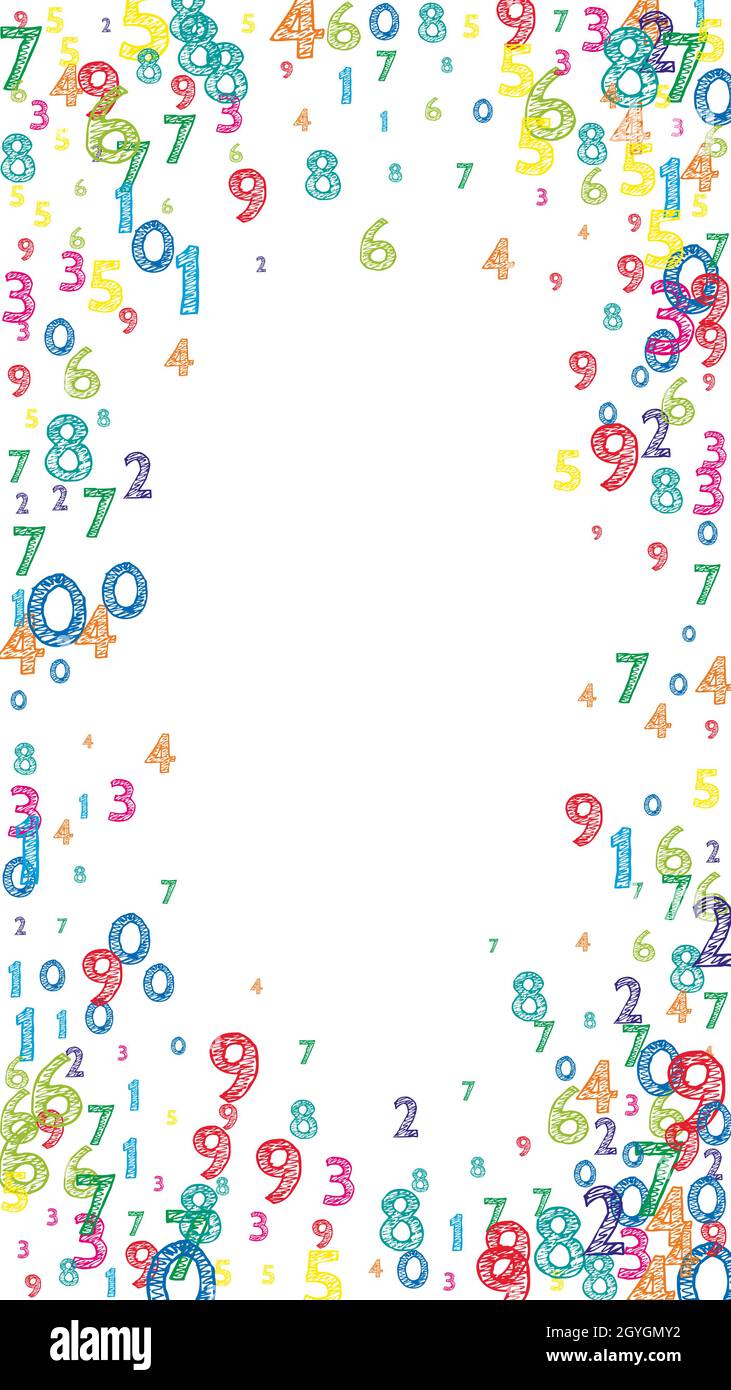 Falling colorful orderly numbers. Math study concept with flying digits ...