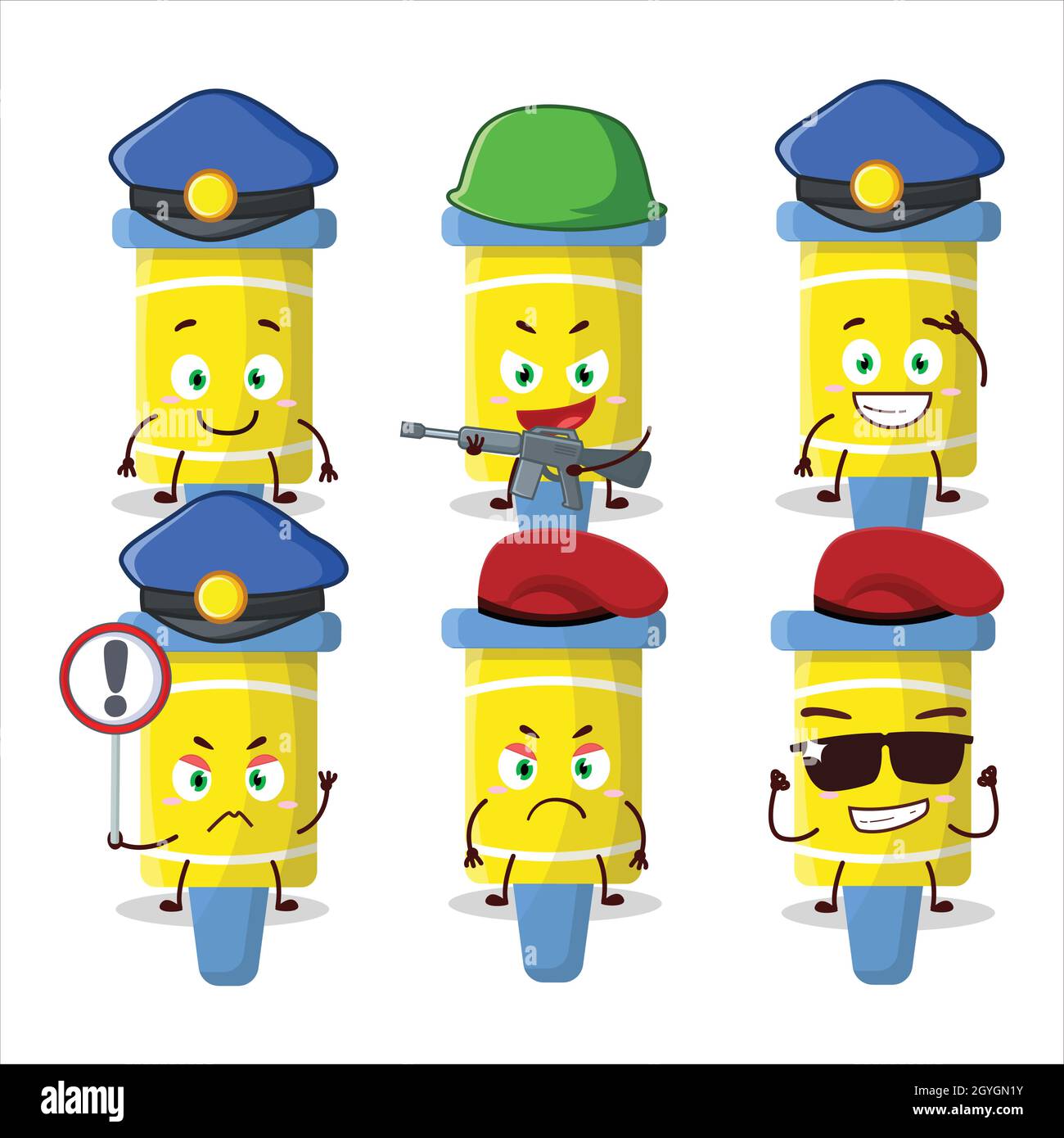 A dedicated Police officer of fireworks shells mascot design style ...