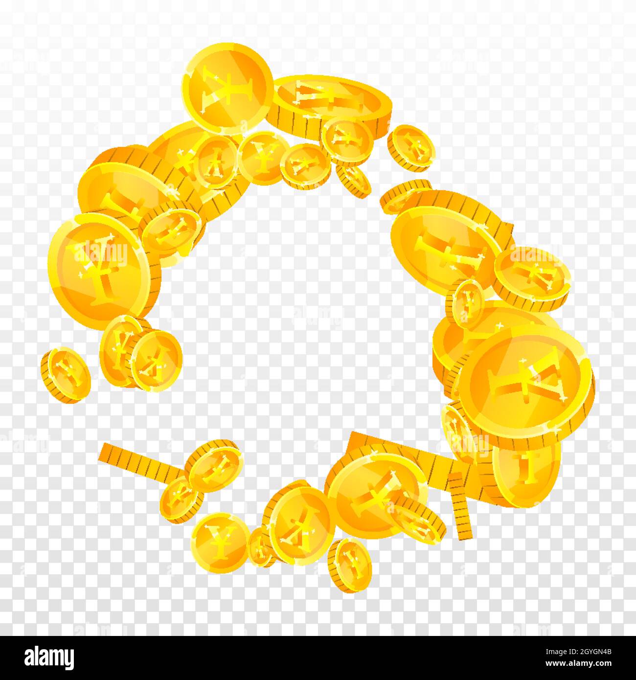 Chinese yuan coins falling. Fascinating scattered CNY coins. China ...