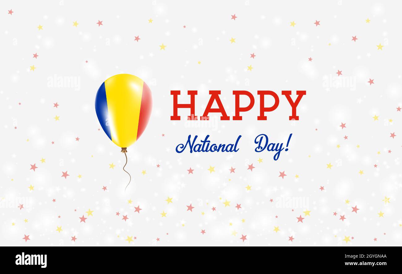 Romania National Day patriotic poster. Flying Rubber Balloon in Colors ...