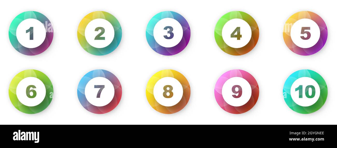 Number bullet points 1 to 10. Creative 3d markers set. Vector ...