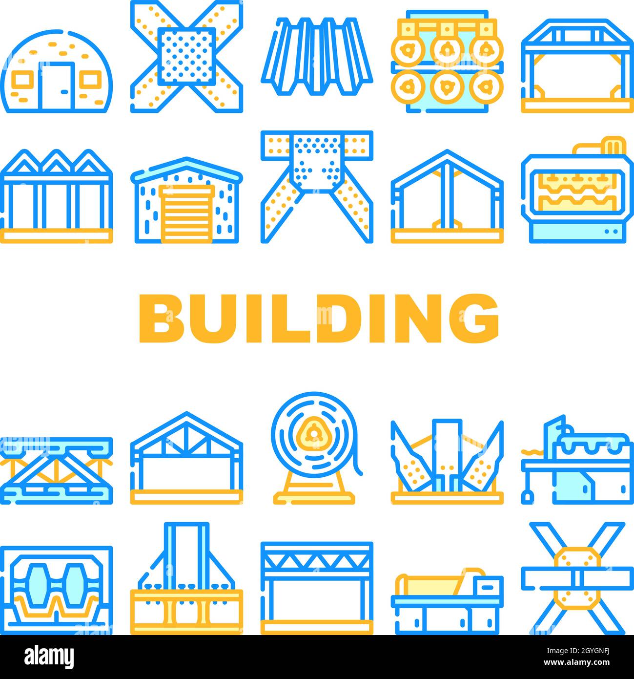 Self-framing Metallic Building Icons Set Vector Stock Vector Image ...