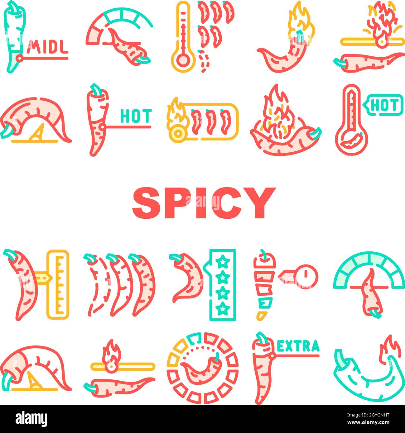Hot pepper spice scale line hi-res stock photography and images - Alamy