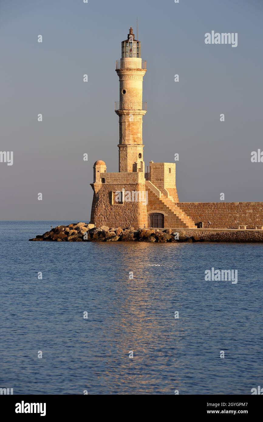 The historic lighthouse in Chania, Crete Stock Photo - Alamy