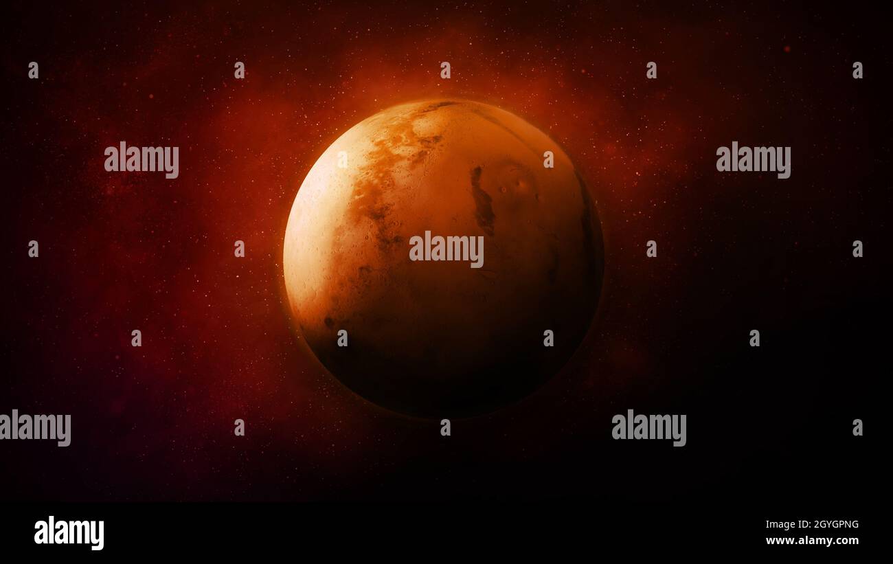 Red planet Mars in dark outer space Stock Photo - Alamy