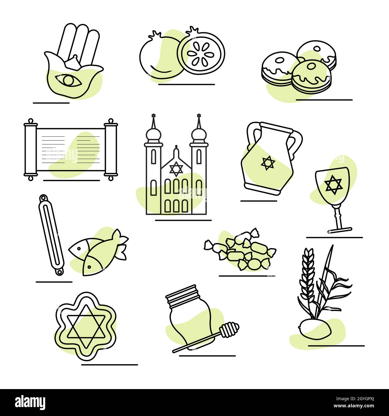 Vector illustration Traditional Jewish symbol Israel Judaism Religious ...