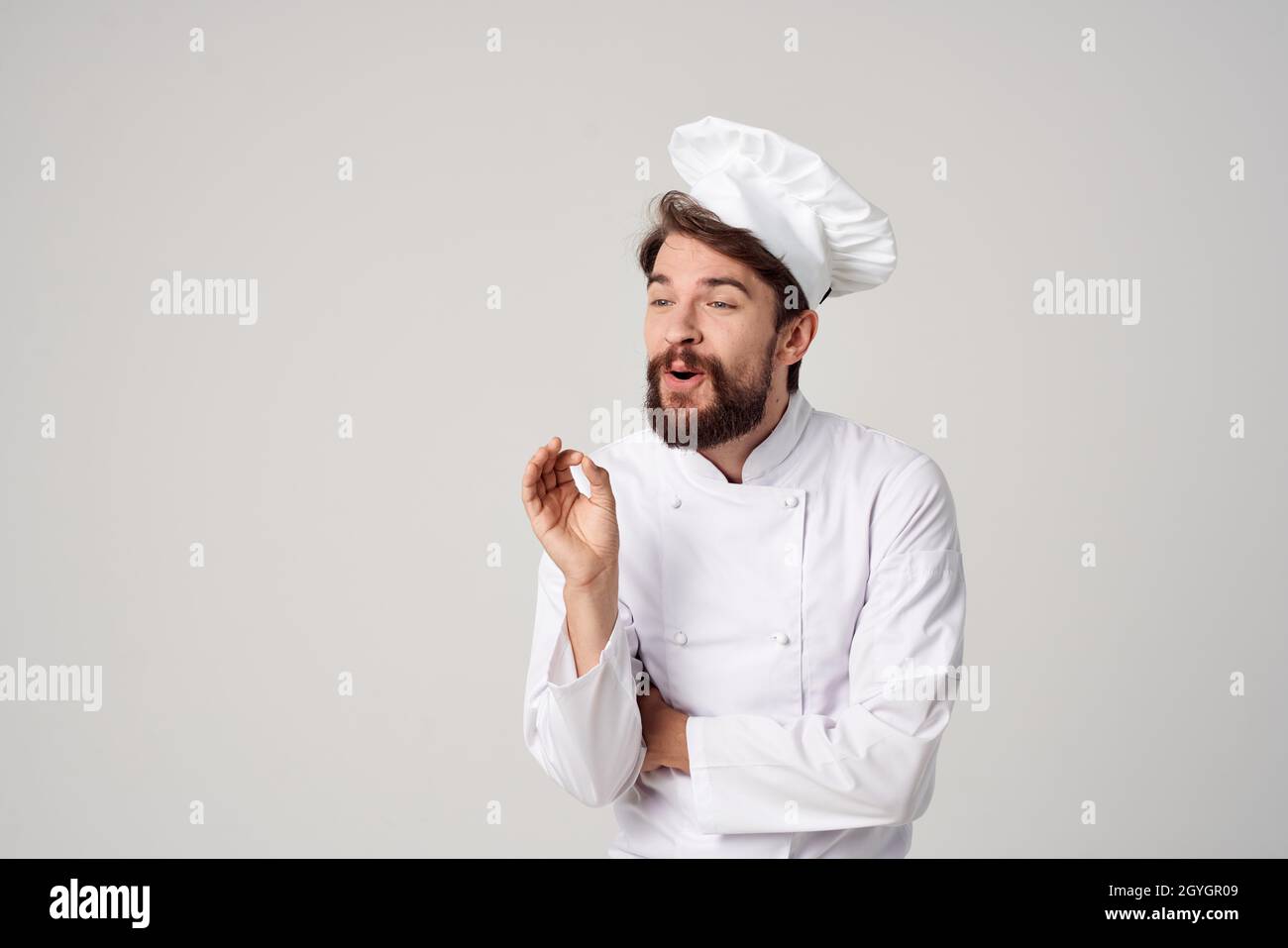 male cook kitchen Job hand gestures Professional emotions Stock Photo ...