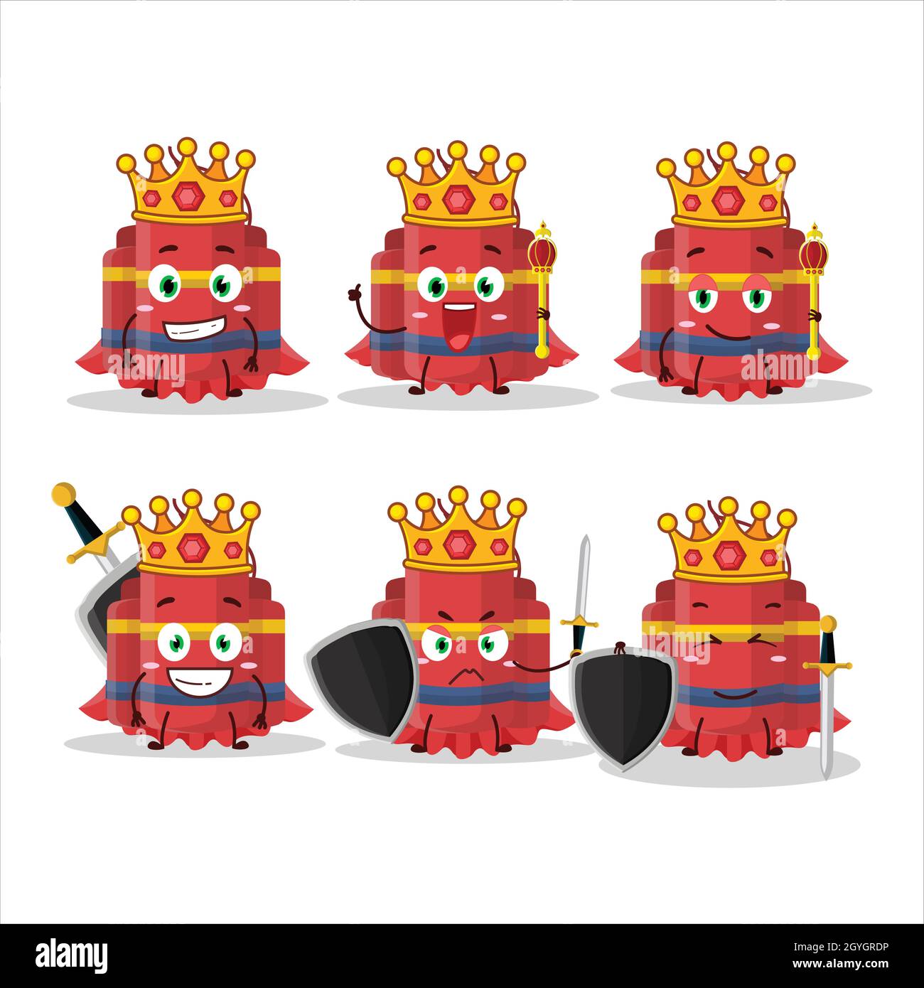 A Charismatic King red dynamite bomb cartoon character wearing a gold ...