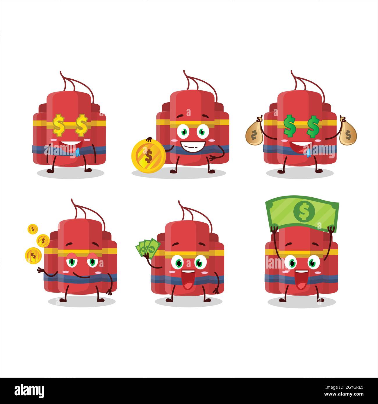 Red dynamite bomb cartoon character with cute emoticon bring money ...