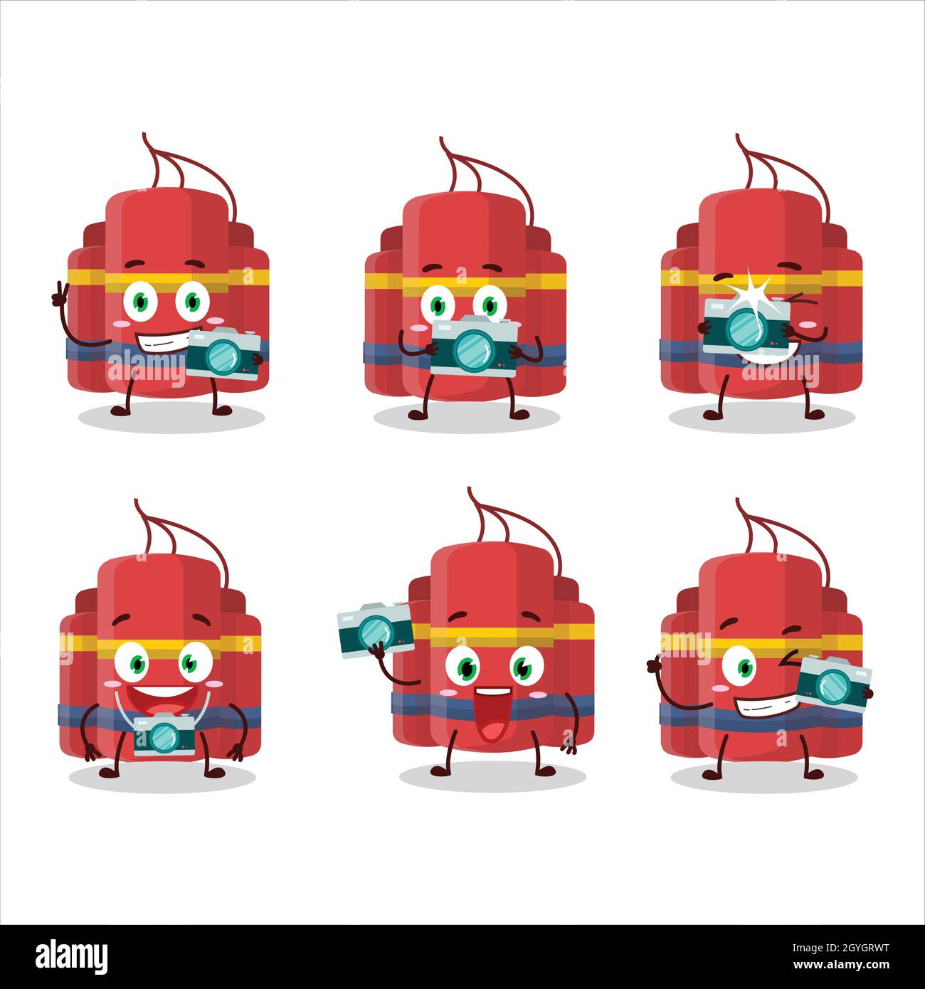 Photographer profession emoticon with red dynamite bomb cartoon ...