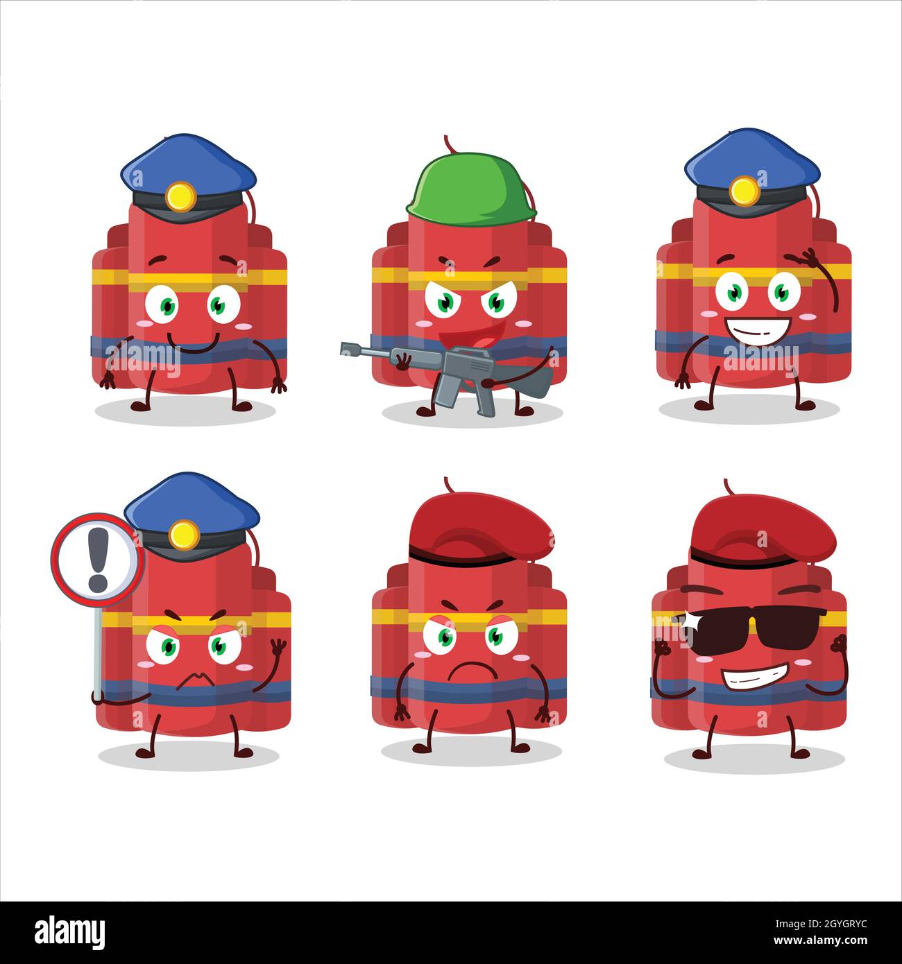 A dedicated Police officer of red dynamite bomb mascot design style ...