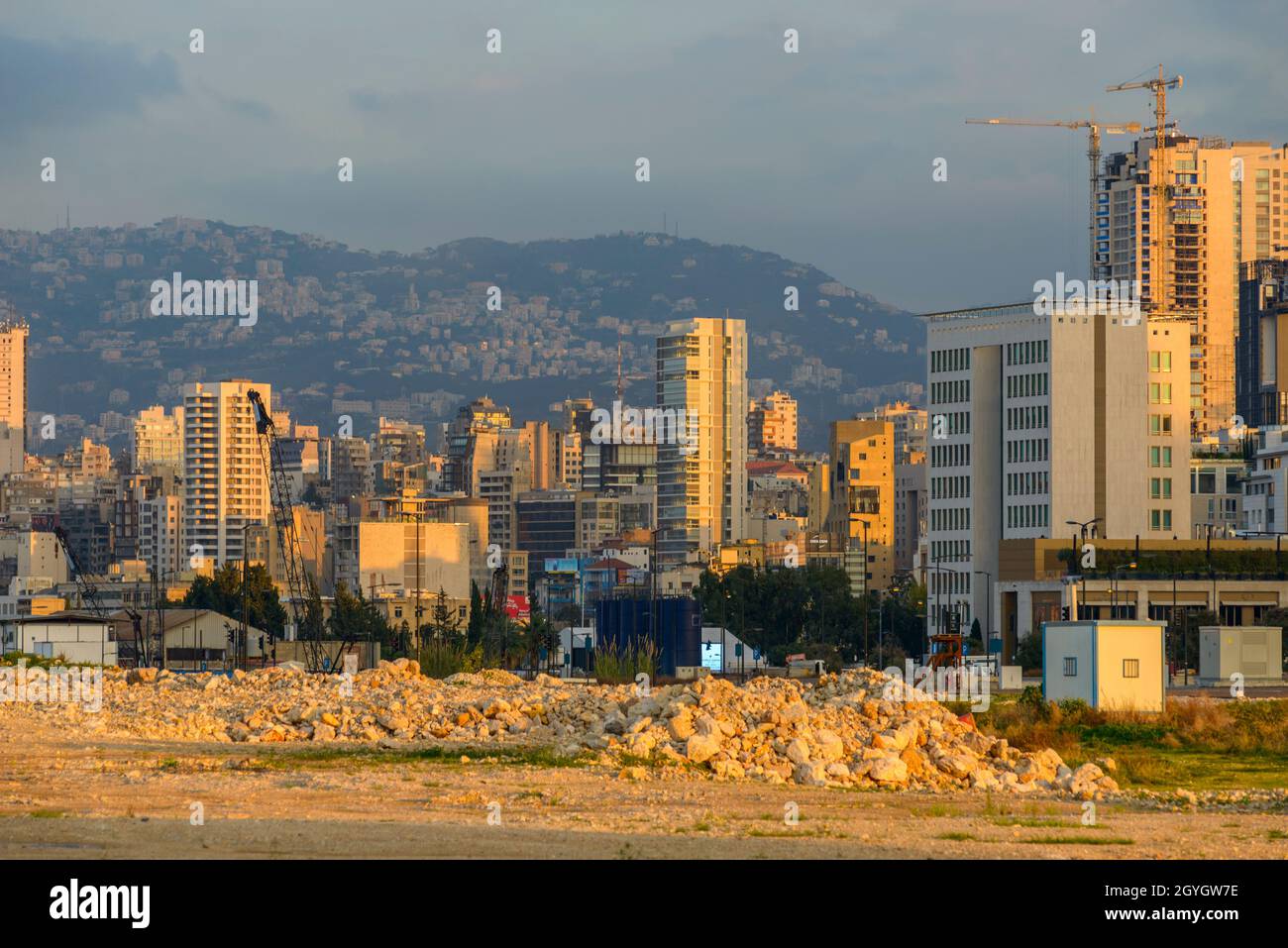 LEBANON, BEIRUT, MARFAA, BUILDINGS AND SKYSCRAPERS OF EAST BEIRUT SEEN ...