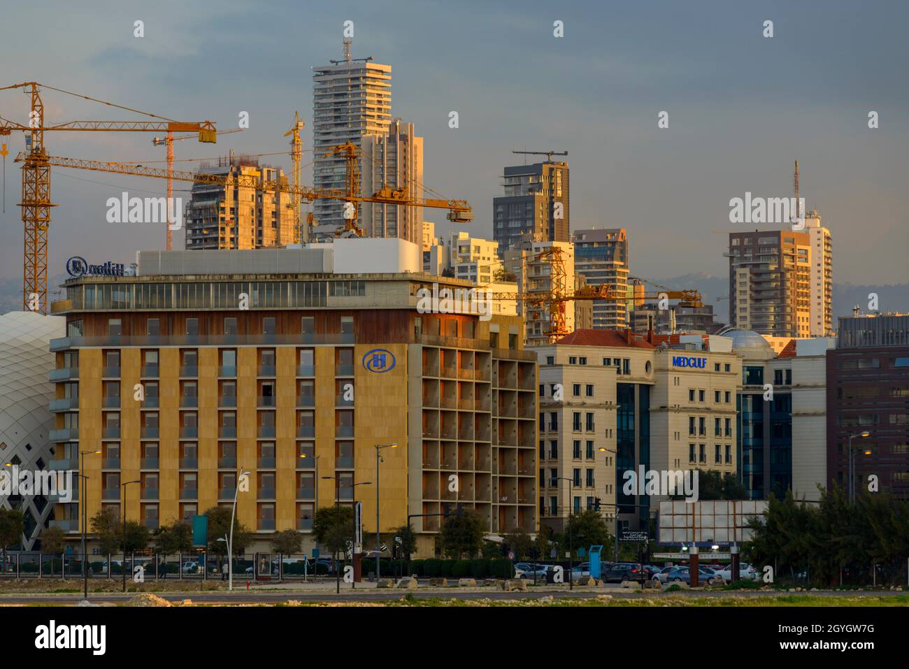 LEBANON, BEIRUT, MARFAA, BUILDINGS AND SKYSCRAPERS OF EAST BEIRUT SEEN ...
