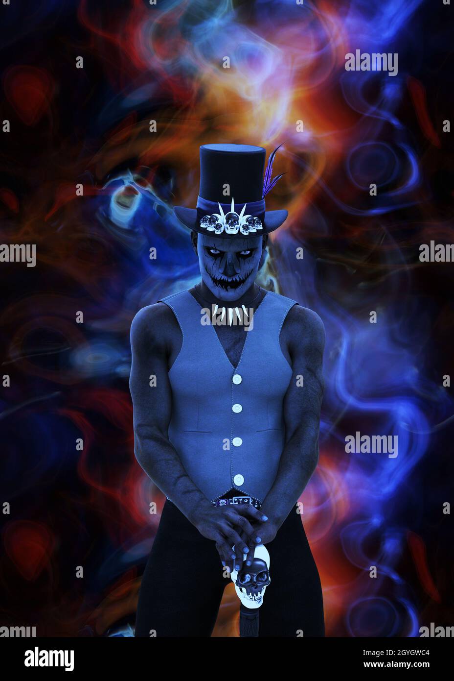 Voodoo shaman, african wizard man conjure, 3D illustration Stock Photo ...