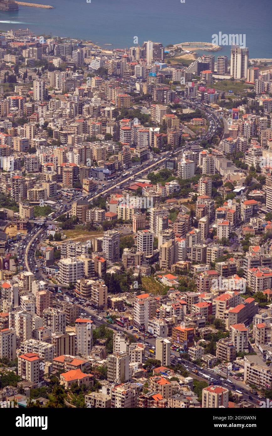 LEBANON, MOUNT LEBANON, JOUNIEH AND HIGHWAY 51M VIEW FROM HARISSA HILL ...