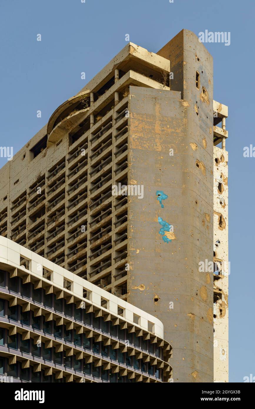 LEBANON, BEIRUT, DOWNTOWN BEIRUT, GENERAL SOCIETY BANK BUILDING IN ...