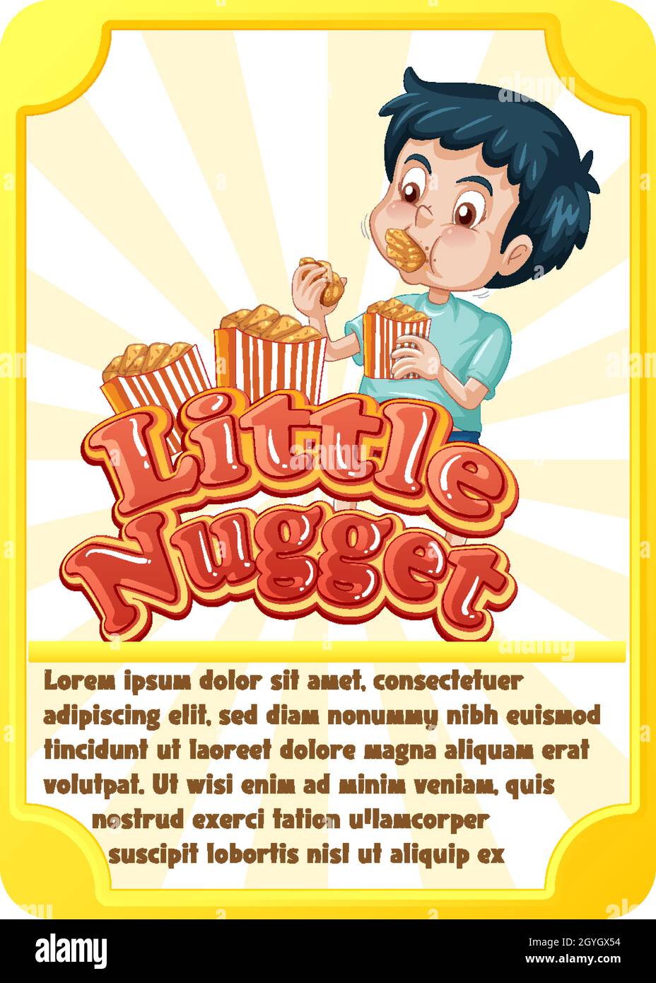 Character game card template with word Little Nugget illustration Stock ...