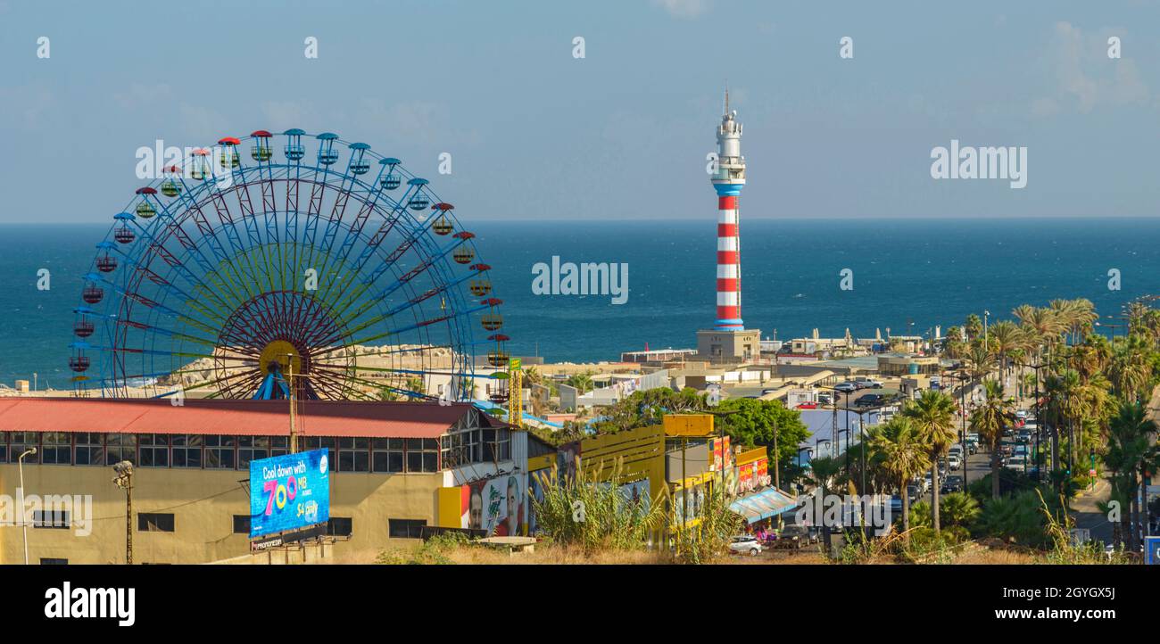 LEBANON, BEIRUT, RAS BEYROUTH, MANARA, FERRIS WHEEL OF LUNA PARK AND ...