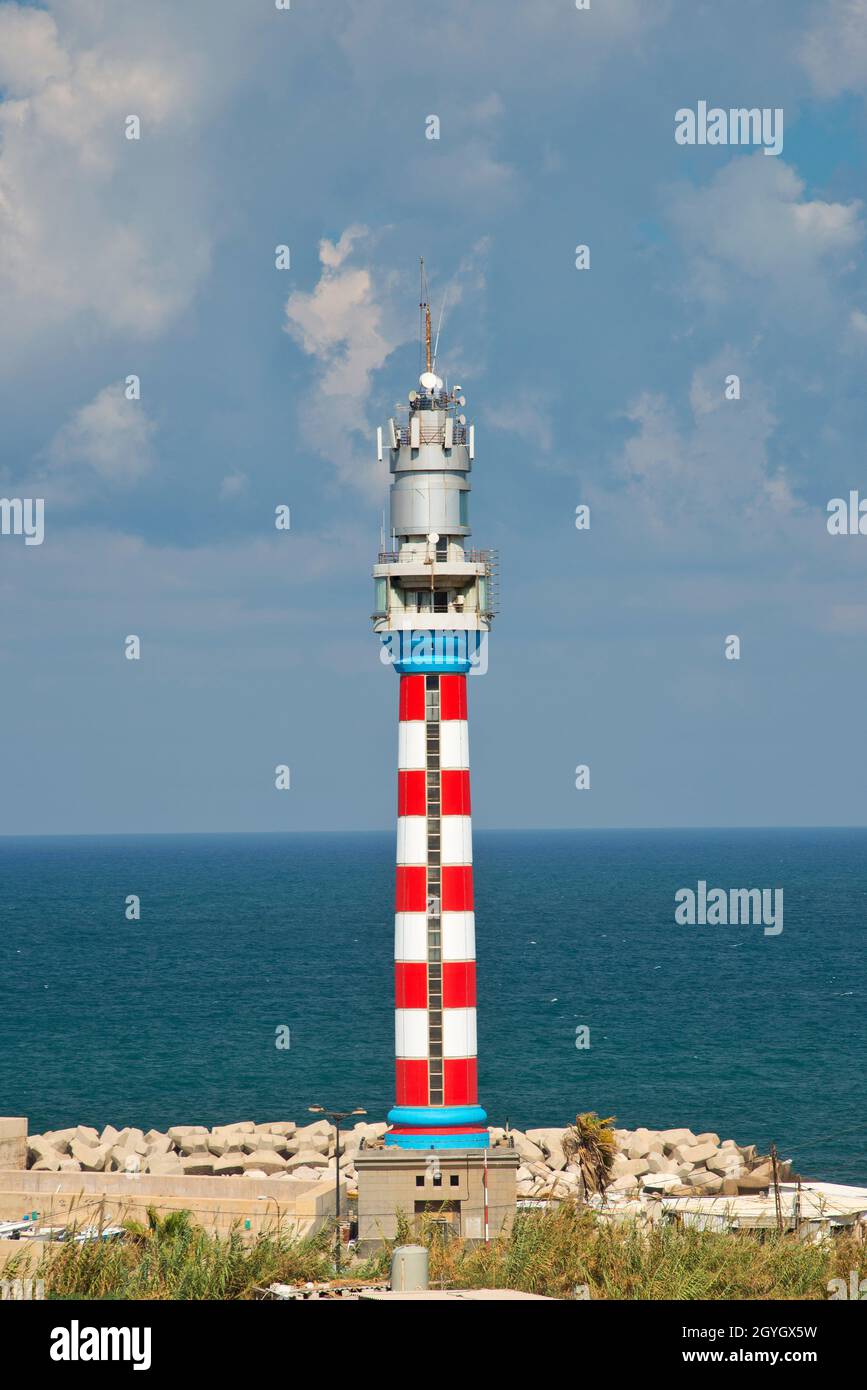 LEBANON, BEIRUT, RAS BEIRUT, NEW BEIRUT LIGHTHOUSE ON THE SEAFRONT ...