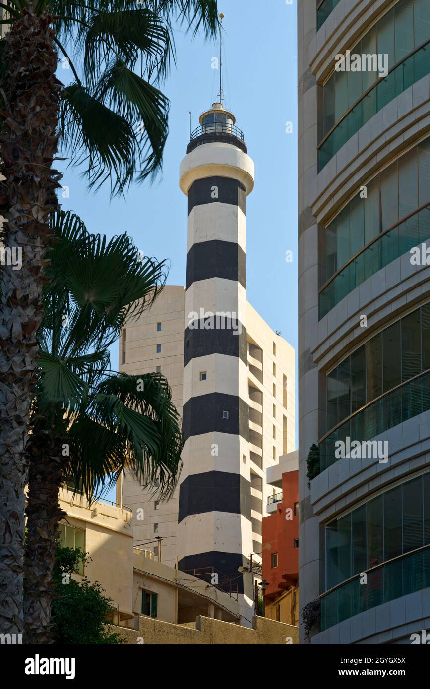 LEBANON, BEIRUT, RAS BEYROUTH, MANARA, OLD BEIRUT LIGHTHOUSE Stock ...