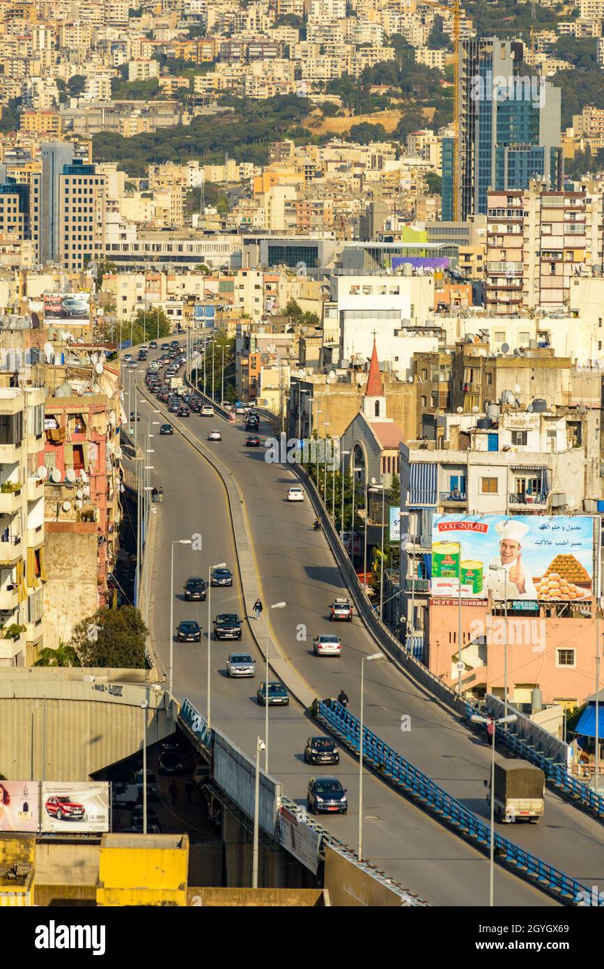 LEBANON, BEIRUT, IND?PENDANCE STREET IN BOURJ HAMMOUD AND URBANIZATION ...