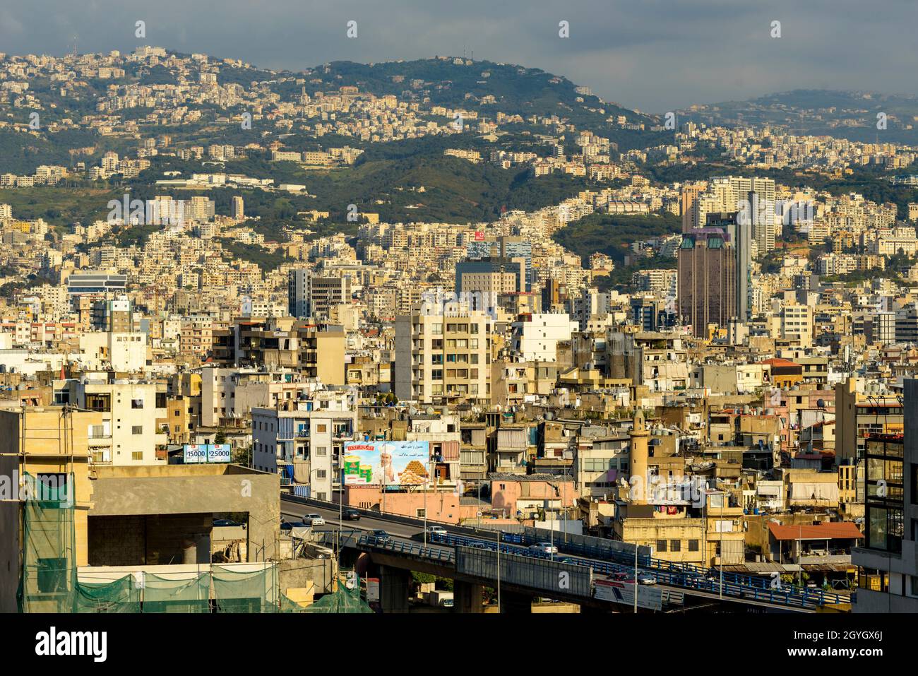 LEBANON, BEIRUT, ACHRAFIEH, URBANIZATION AROUND BEIRUT VIEW FROM ...