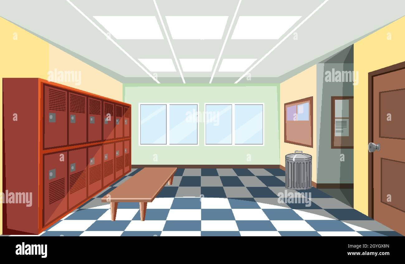 Interior of a school locker room illustration Stock Vector Image & Art ...