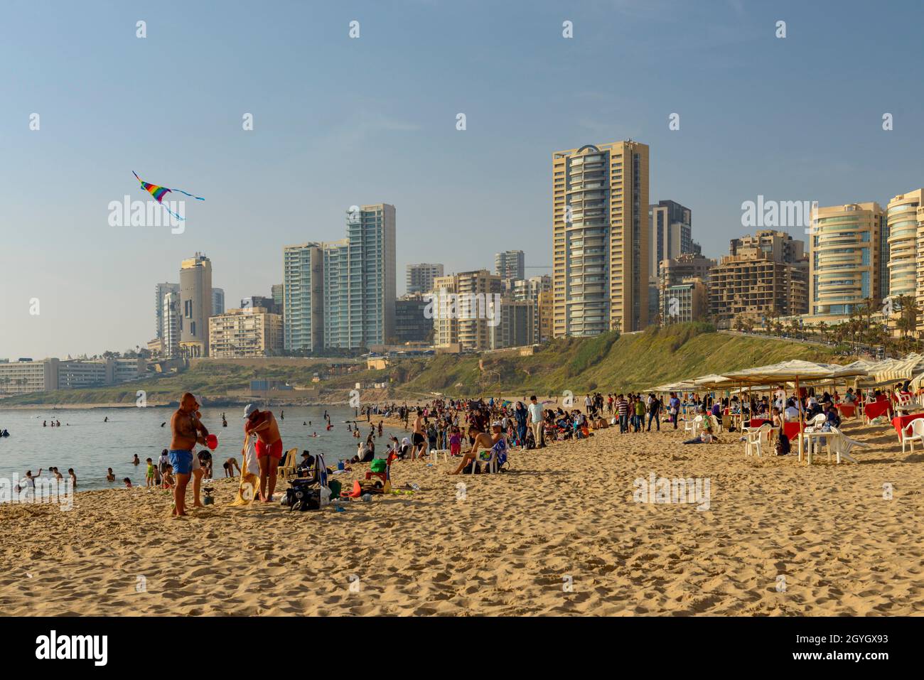 LEBANON, BEIRUT, MOUSSAITBEH, UNESCO, RAMLEH AL BAYDA PUBLIC BEACH ...