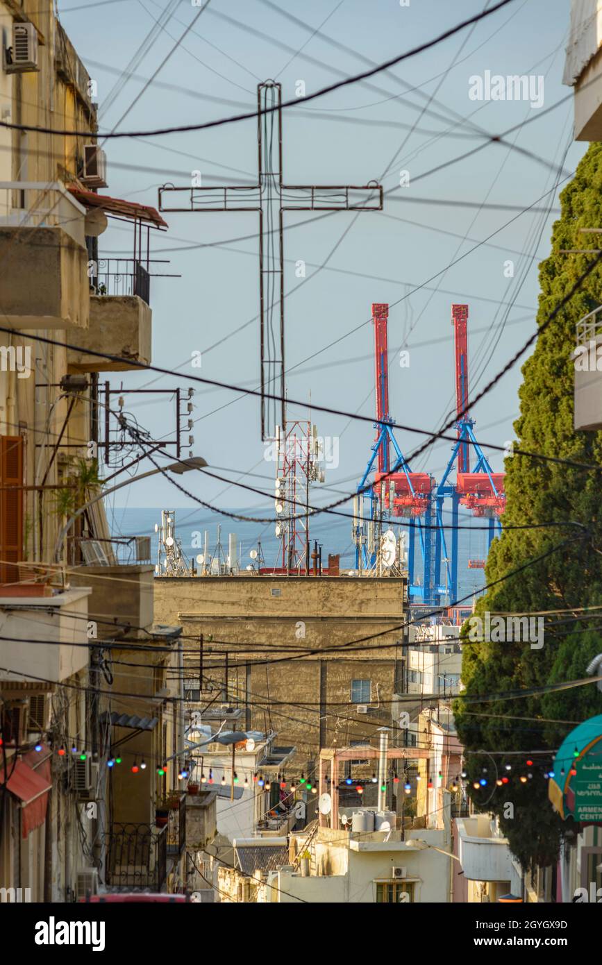 LEBANON, BEIRUT, REMEIL, GEITAWI, CHRISTIAN CROSS IN YOUNES GEBAYLI ...