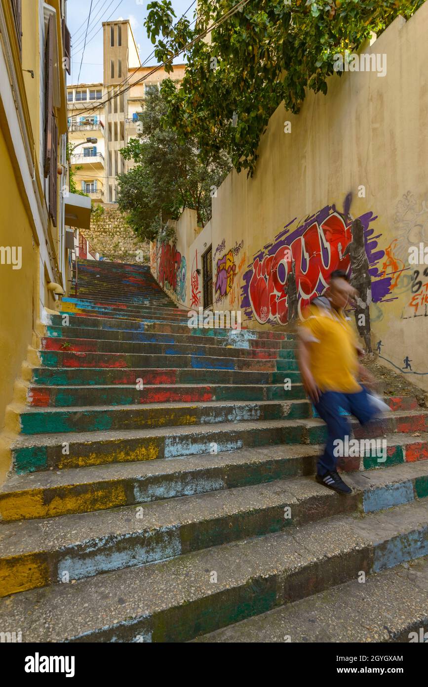 LEBANON, BEIRUT, REMEIL, STAIRS (SAYDEH STAIR) BETWEEN MAR MIKHAEL ...