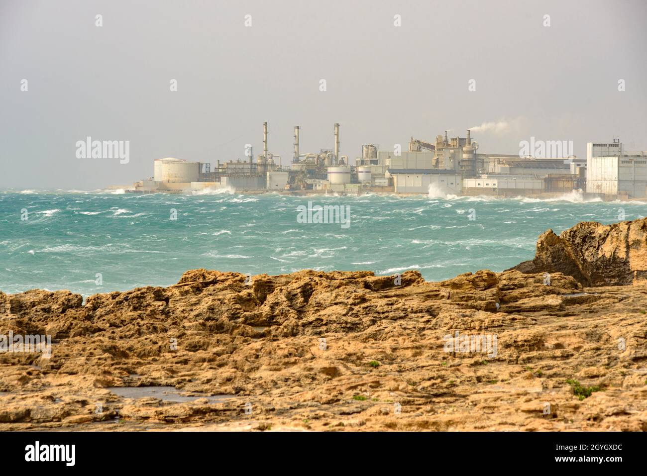 LEBANON, NORTH LEBANON, BATROUN, LEBANON CHEMICALS IN SELAATA SEEN FROM ...