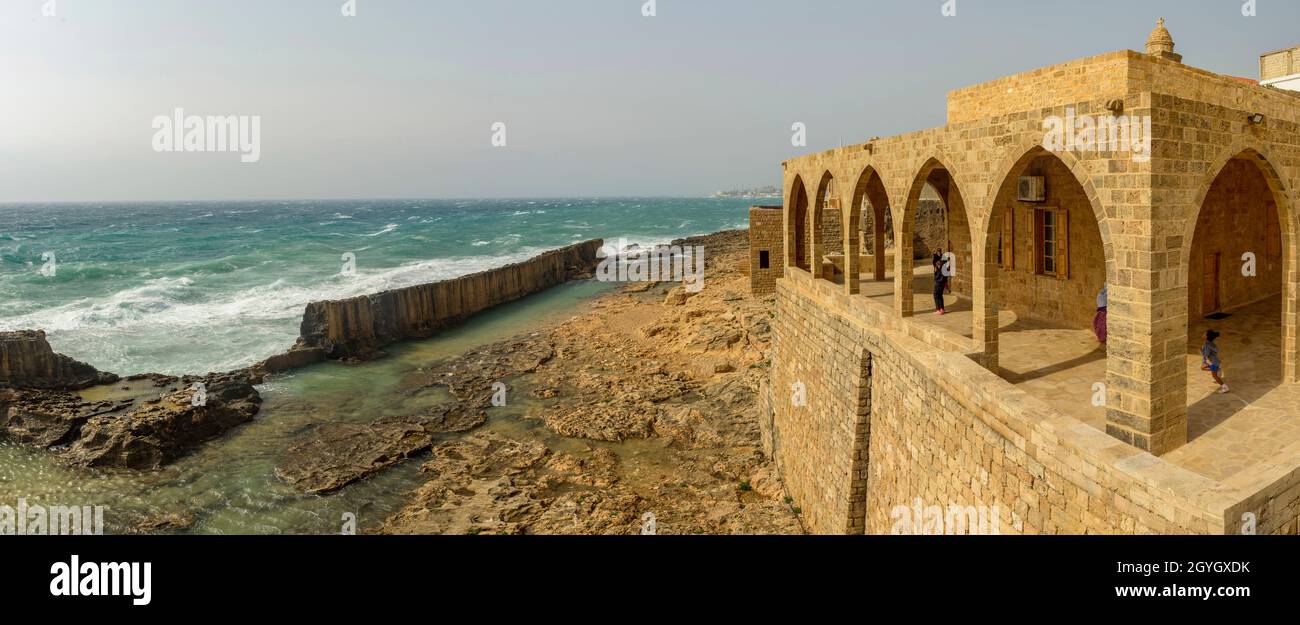 LEBANON, NORTH LEBANON, BATROUN, PHOENICIAN WALL OF BATROUN AND THE ...