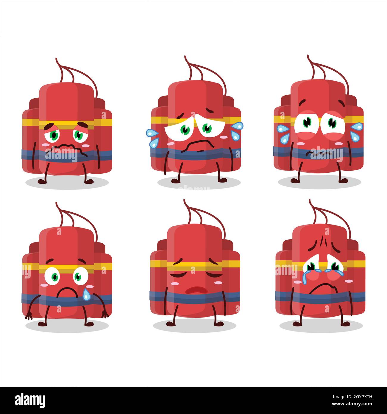Red dynamite bomb cartoon character with sad expression. Vector ...