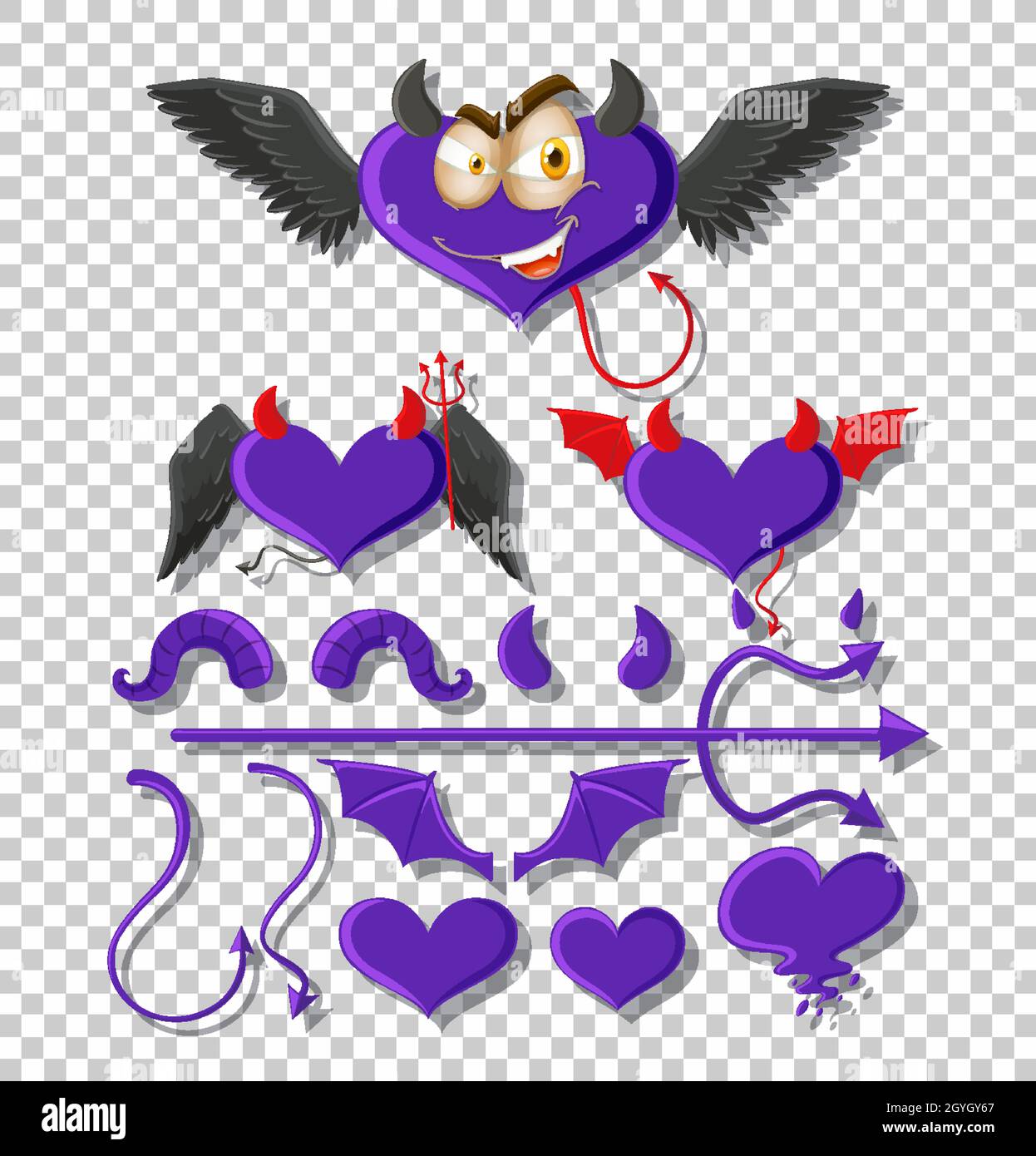 Set of devil object decor illustration Stock Vector Image & Art - Alamy