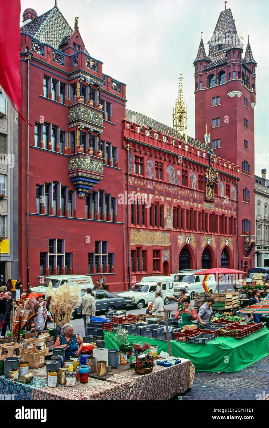 Town Hall with open air market in Basel, Switzerland Stock Photo - Alamy