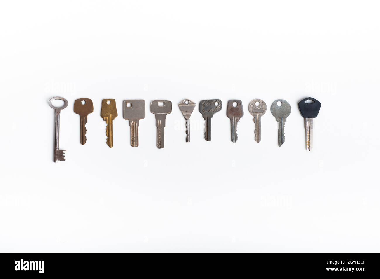 collection of different house keys isolated on white background Stock ...