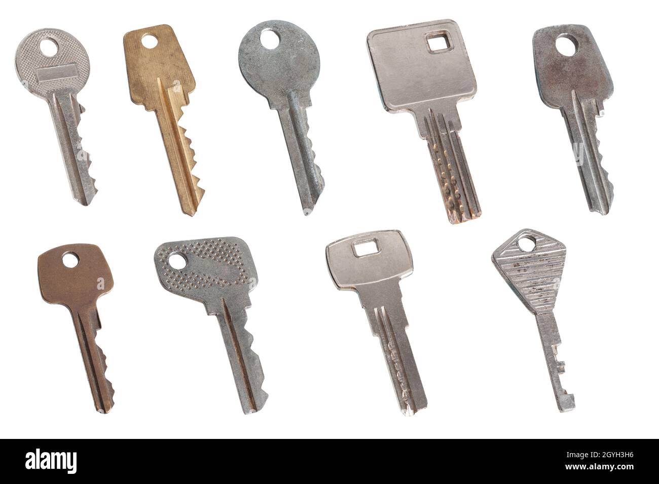 collection of different house keys isolated on white background Stock ...