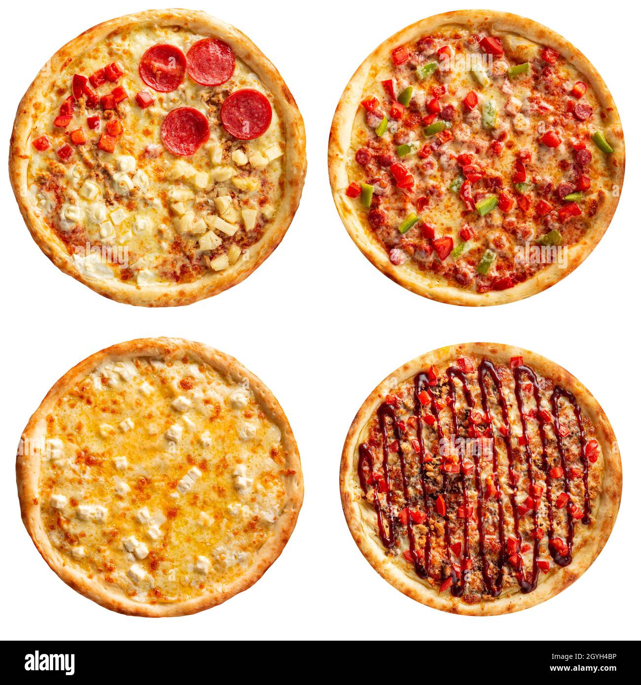 Set of different pizzas collage isolated on white Stock Photo - Alamy
