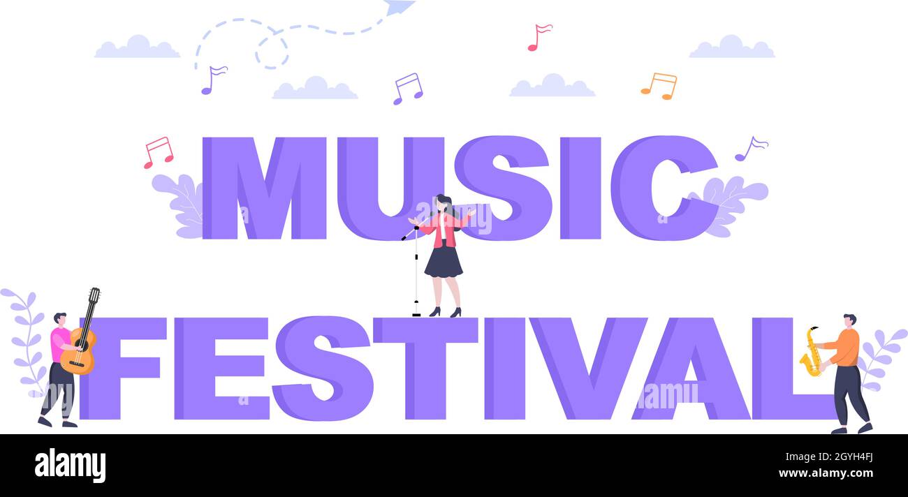 Music Festival Background Vector Illustration With Musical Instruments ...